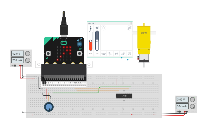 Circuit Design Commande Moteur L293d Tinkercad