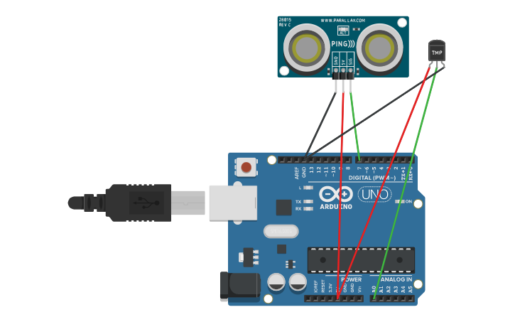 Circuit design Medidor SMART de nível de água - Tinkercad