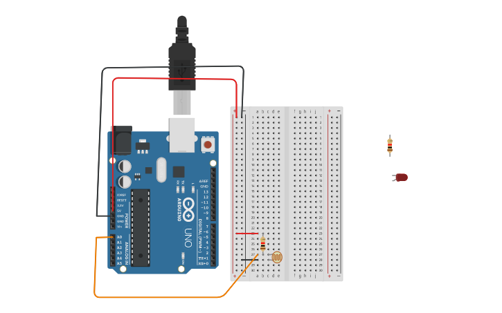 Circuit design Photoresistor - Tinkercad