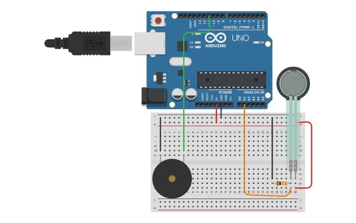 Circuit design Pressure sensor - Tinkercad