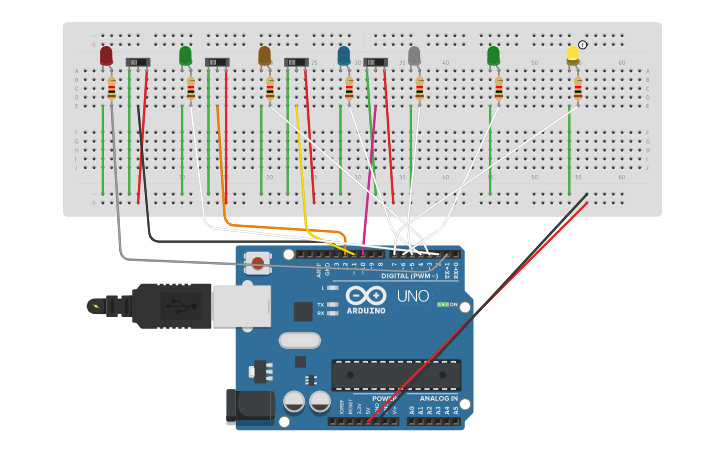 Circuit design 7 segment decoder - Tinkercad