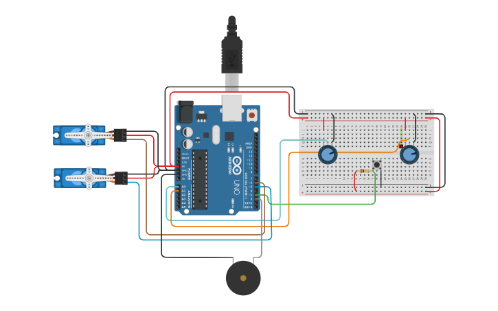 Circuit design Joystick With Two Servo Motor - Tinkercad