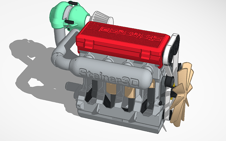 3d Design Turbo Charged I4 Engine Model Tinkercad
