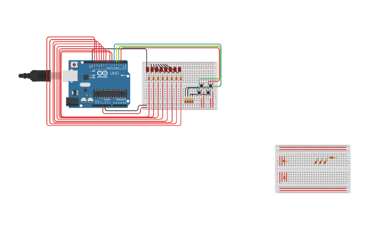 Circuit design 7LED Let'sGOOOOOO - Tinkercad