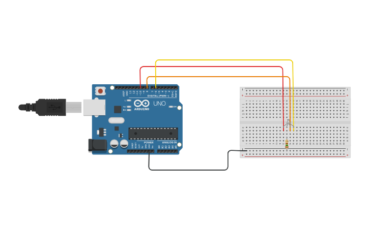 Circuit design LED RGB | Tinkercad