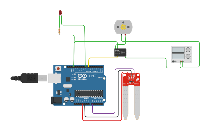 Circuit design SMART PLANT WATERING SYSTEM - Tinkercad