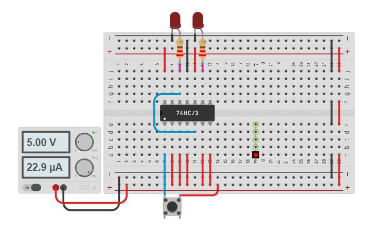 Circuit design 2 Bit asynchronous Counter (Up Counter) - Tinkercad