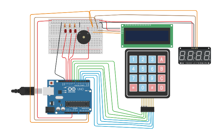 Circuit design Number Guessing - Tinkercad