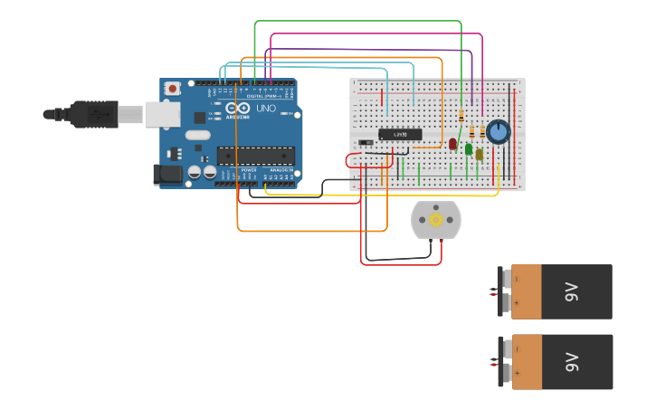 Circuit design L293D - Tinkercad