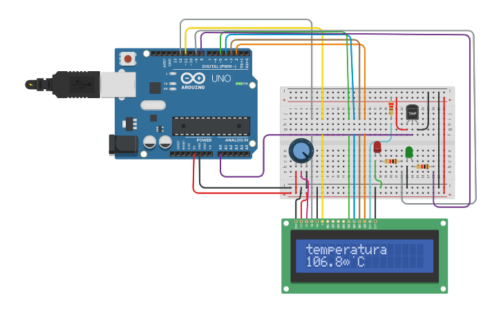 Circuit Design Sensor De Temperatura Tinkercad