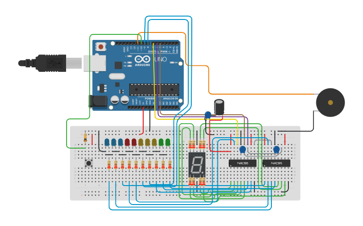 Circuit design Roleta com Arduino UNO - Tinkercad
