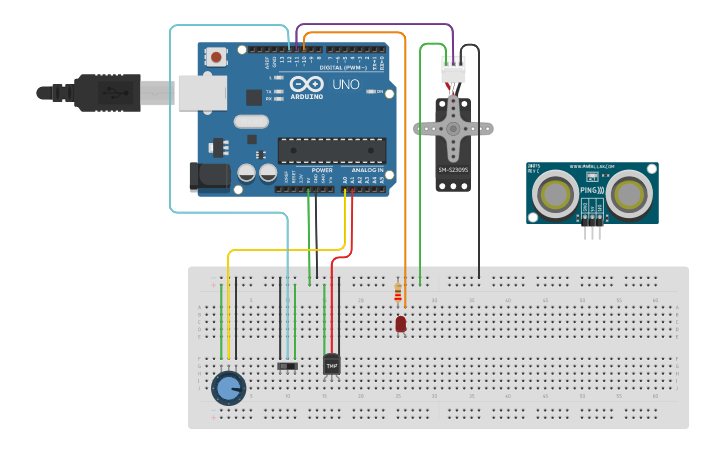 Circuit design Temp sensor and slide switch - Tinkercad