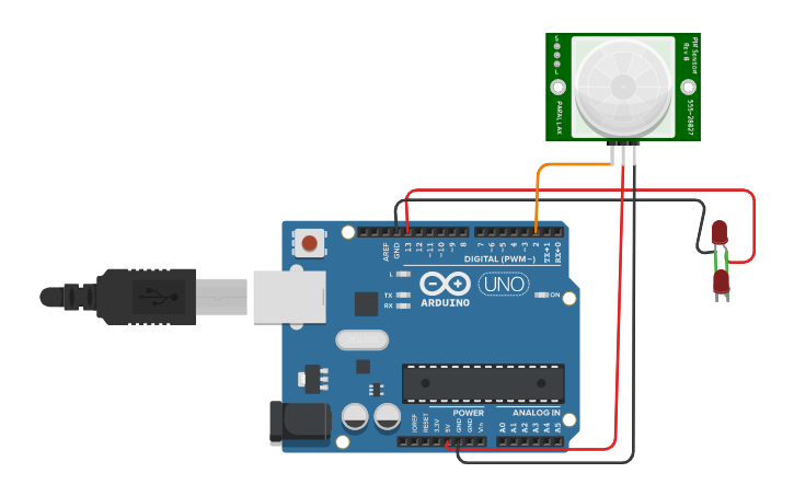 Circuit design pir motion detector - Tinkercad