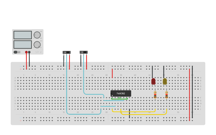 Circuit design Flip Flop RS Básico Porta NOR | Tinkercad