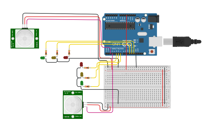 Circuit design Smart traffic signal - Tinkercad