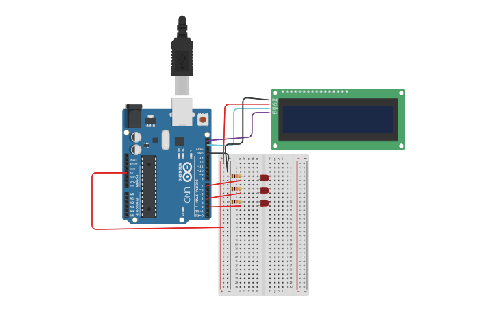 Circuit design LCD GAME - Tinkercad