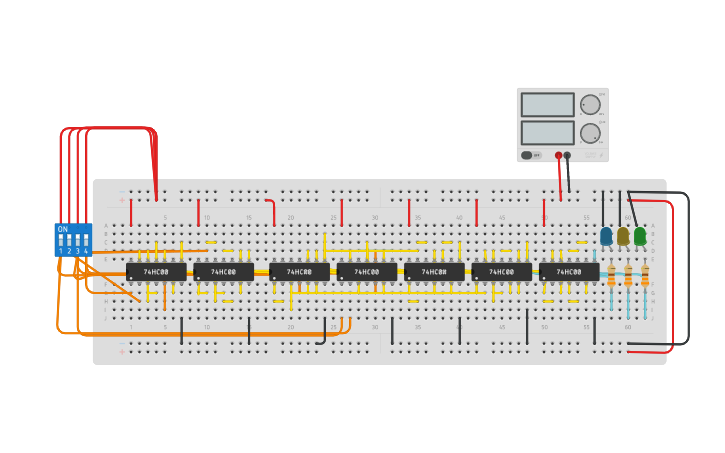 Circuit design 2 BIT MAGNITUDE COMPARATOR NAND GATE - Tinkercad