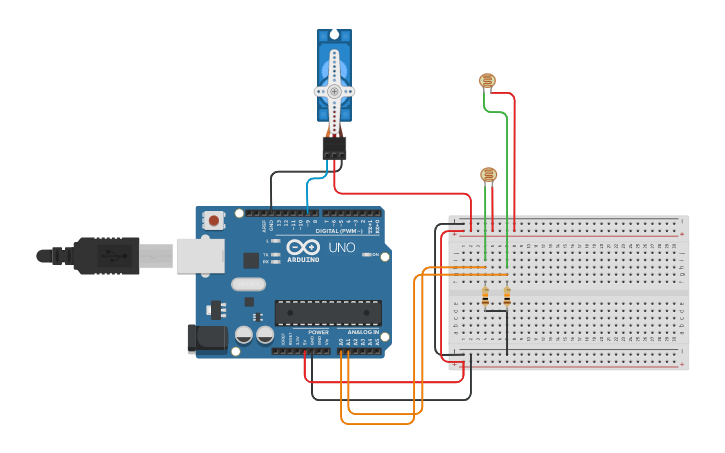 Circuit design Single axis Solar Tracker - Tinkercad