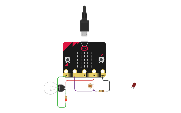 Circuit design Microbit Fotorresistencia - Tinkercad