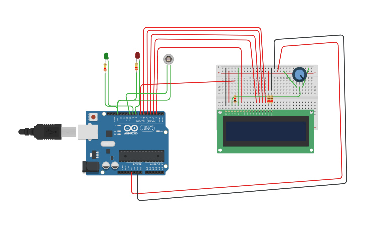 Circuit design Arduino Parking - Tinkercad