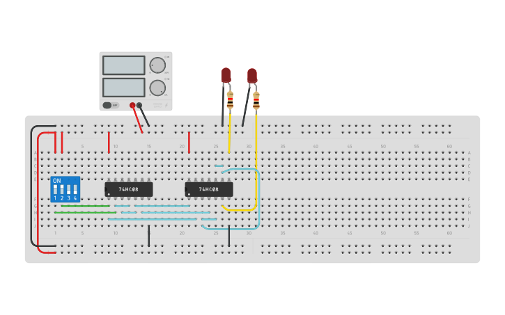 Circuit design HALF Subtractor using NAND Gate - Tinkercad