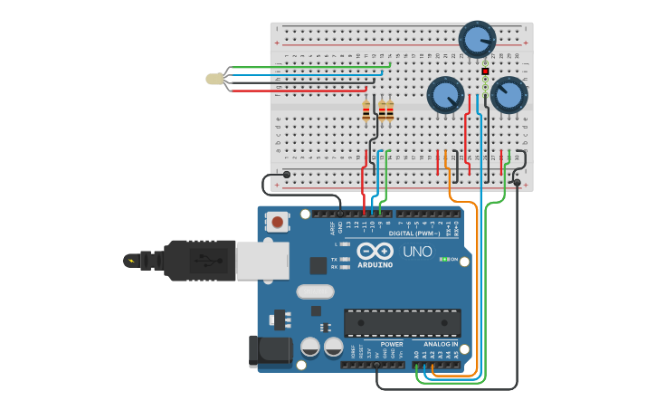 Circuit design rgb analogico codigo - Tinkercad