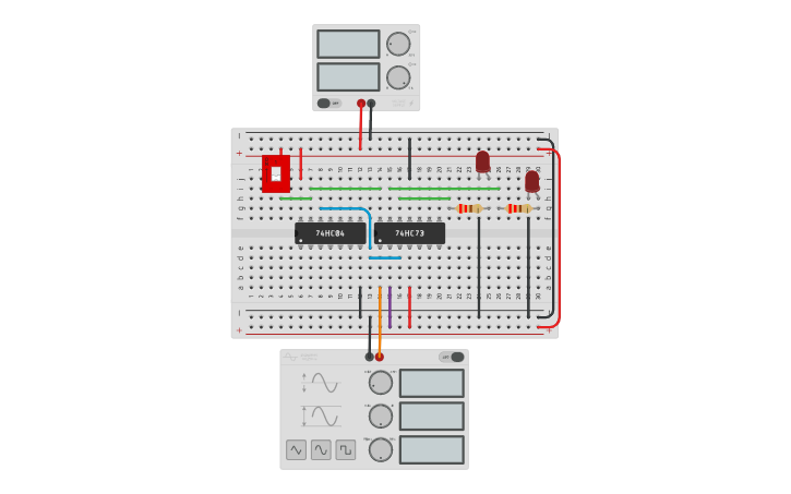 Circuit design JK to D Flip Flop | Tinkercad