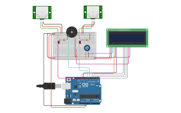 Circuit Design Bidirectional Visitor Counter Tinkercad