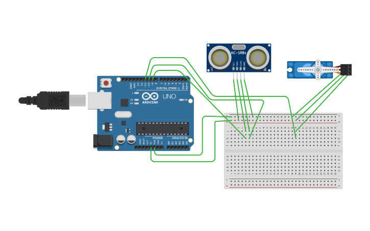 Circuit design arduino radar - Tinkercad