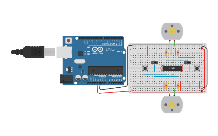 Circuit Design Puente H 2 Motores 5v Tinkercad