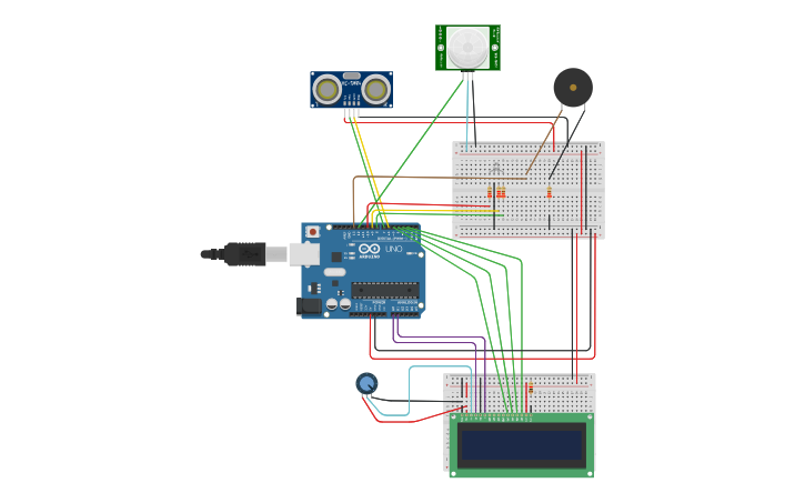 Circuit Design Social Distance Detector Tinkercad