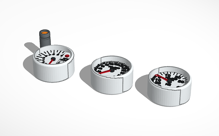 3D design Autometer gauges (RPM, Speed, Boost) - Tinkercad