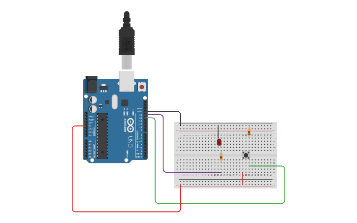 Circuit design Led con pulsante DAD E2 | Tinkercad