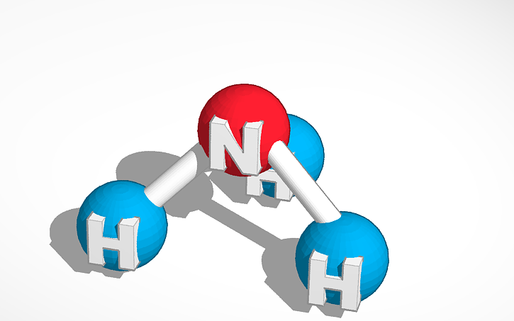 3D design Simple NH3 Molecule (Ammonia) - Tinkercad