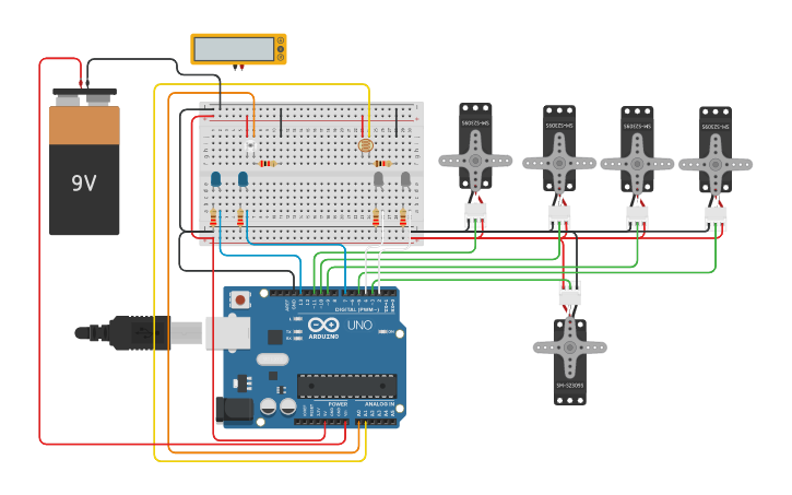 Circuit design Taladro robótico | Tinkercad