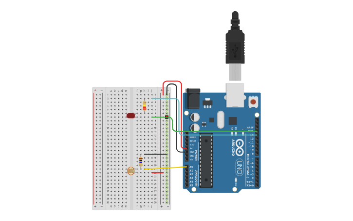 Circuit design 11b_Photoresistor_Analog Input - Tinkercad