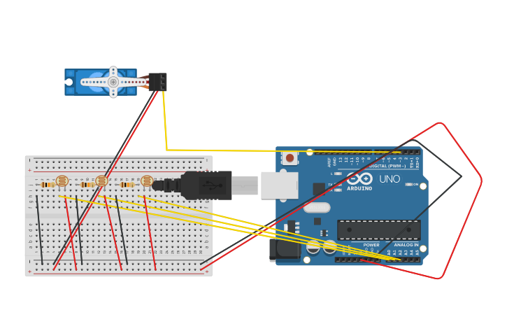 Circuit design control de un servo - Tinkercad
