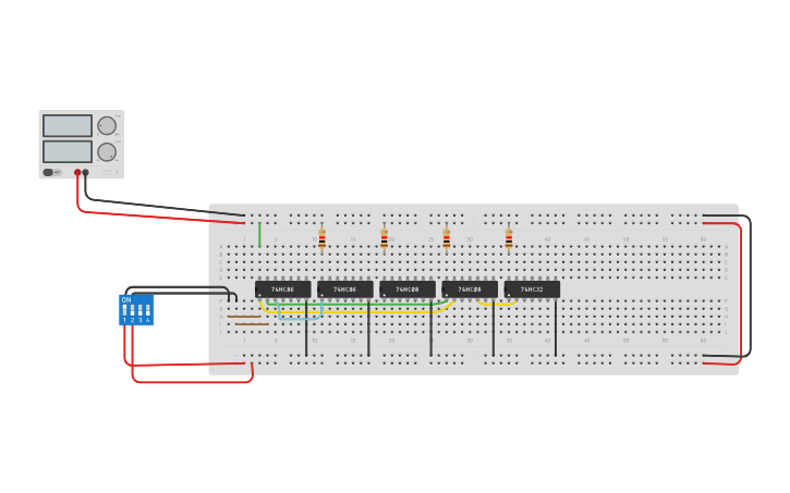 Circuit design Sumador basico 1 - Tinkercad
