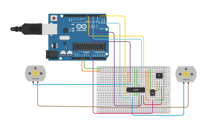 Circuit design DC MOTOR WITH IC | Tinkercad