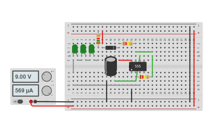 Circuit design ne555 - Tinkercad