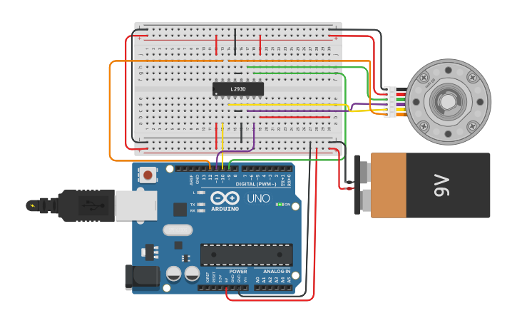Circuit design MOTOR PASO A PASO - Tinkercad