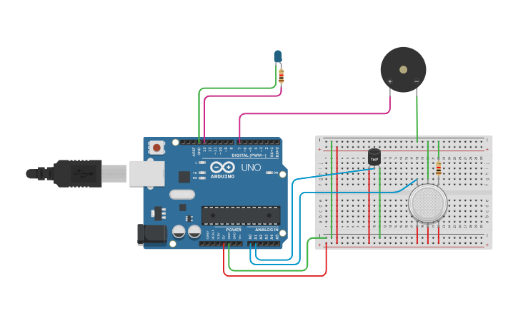 Circuit design Fire Alarm System Using Gas sensor and Temperature ...