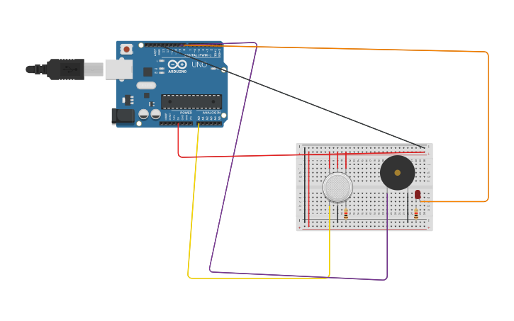 Circuit design Gas sensor - Tinkercad