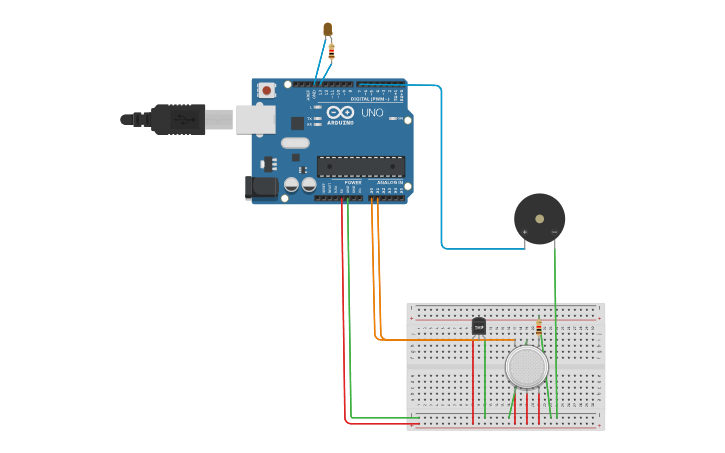 Circuit design Fire Alarm System - Tinkercad