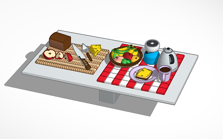 3D design table with food - Tinkercad