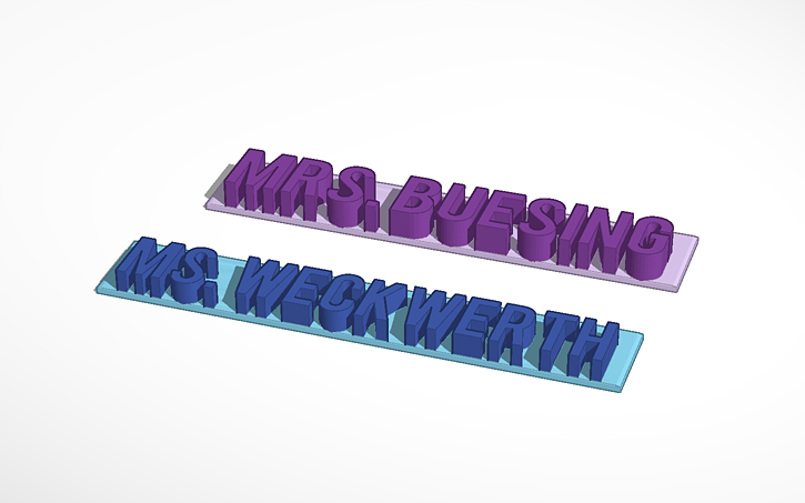 3D design Names - Tinkercad