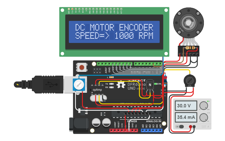 Circuit design DC MOTOR ENCODER = SPEED CONTROL - Tinkercad Circuit design DC MOTOR ENCODER = SPEED CONTROL - Tinkercad