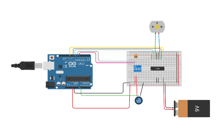 Circuit design CONTROL DE MOTOR | Tinkercad
