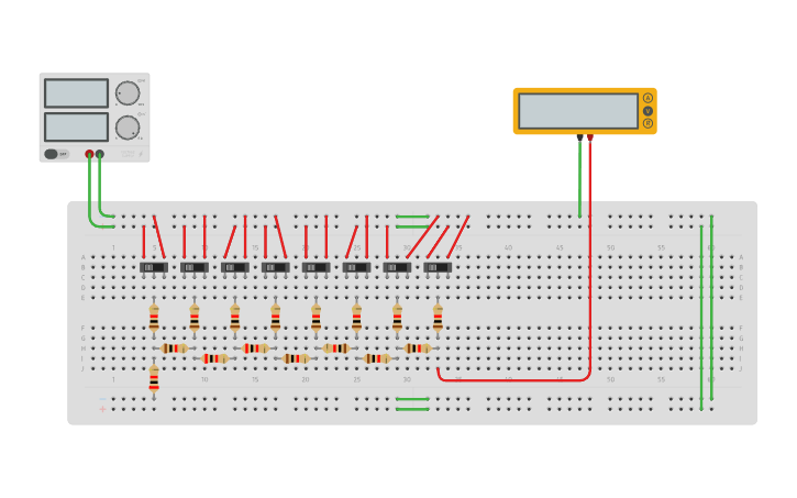 Circuit design DAC 8 BITS - Tinkercad