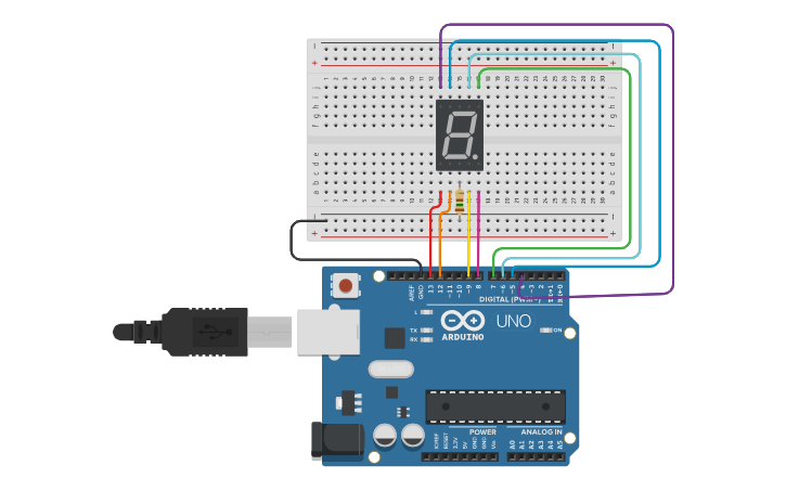Circuit design Display 7 segmentos - Tinkercad